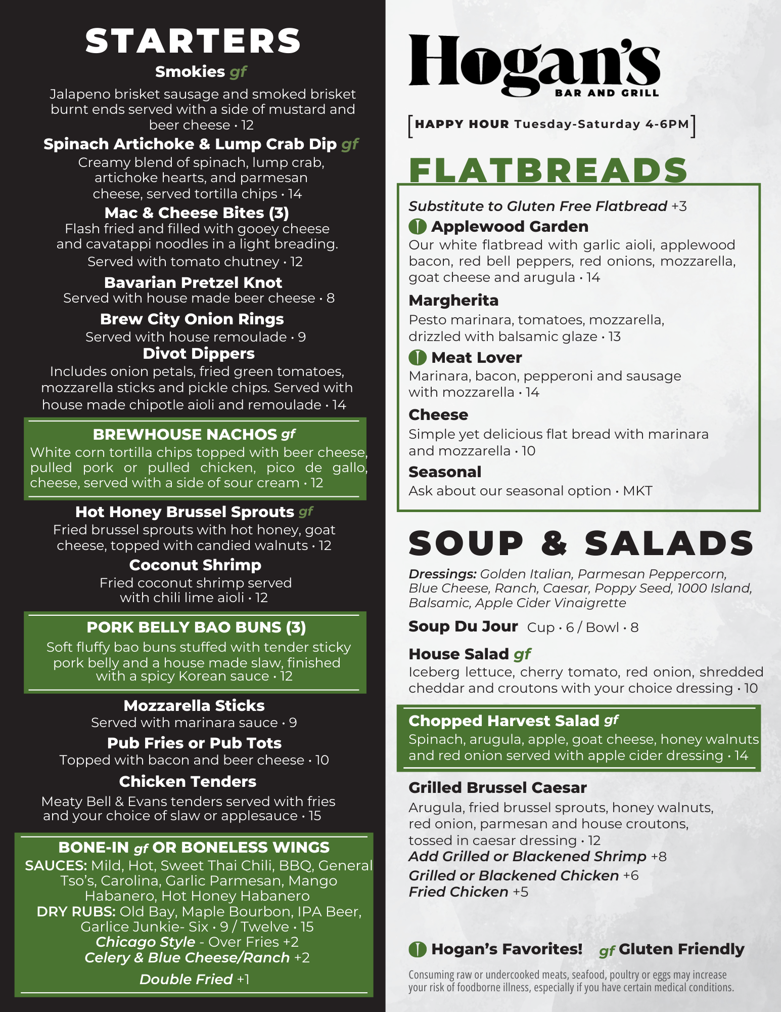 Hogan's Menu - Valley Green